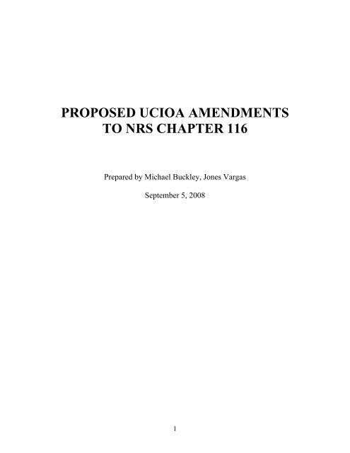 proposed ucioa amendments to nrs chapter 116 - Office of Business ...