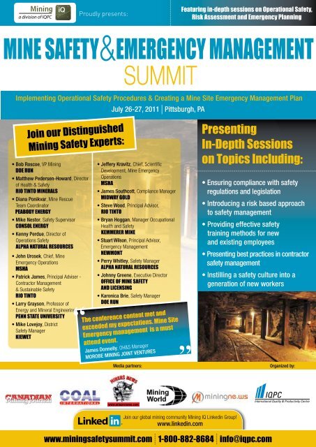 MINE SAFETY EMERGENCY MANAGEMENT SUMMIT - Usmra.com