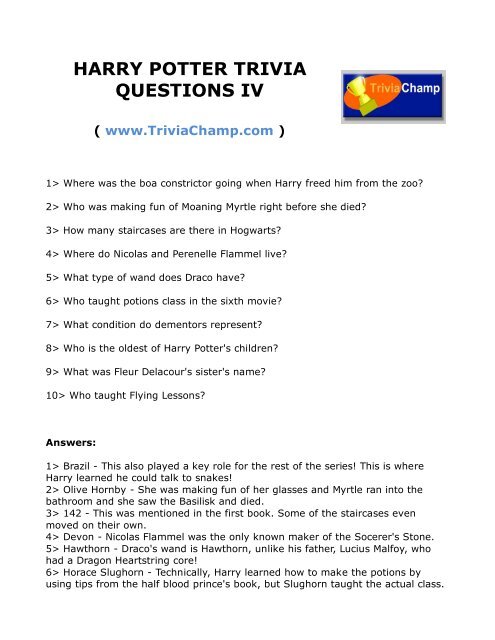 To Print This Quiz - Trivia Champ