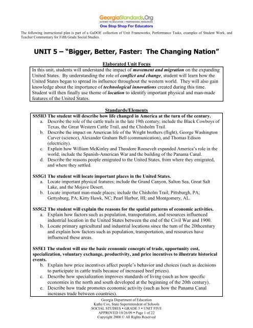 Unit 5 - Bigger, Better, Faster: The Changing Nation