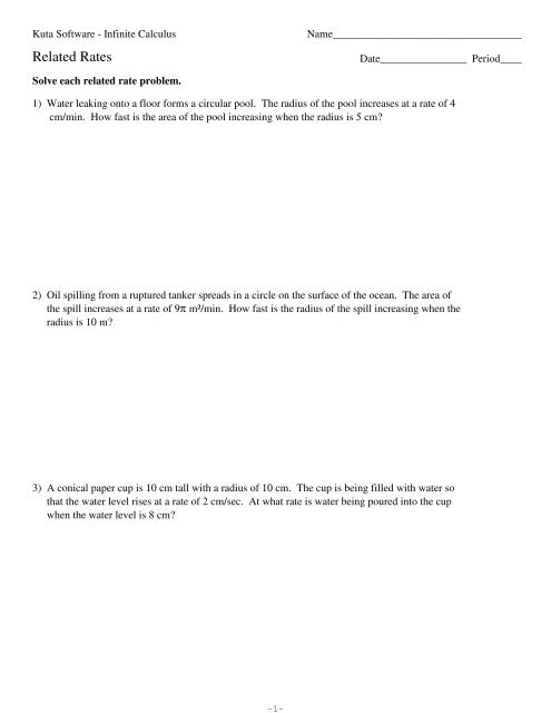 04 - Related Rates - Kuta Software