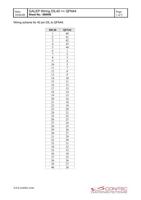GALEP Wiring DIL40 => QFN44 - Conitec