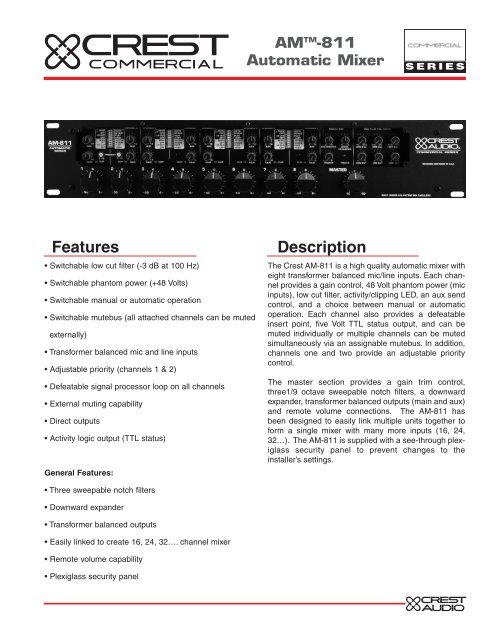 Features Description - Crest Audio