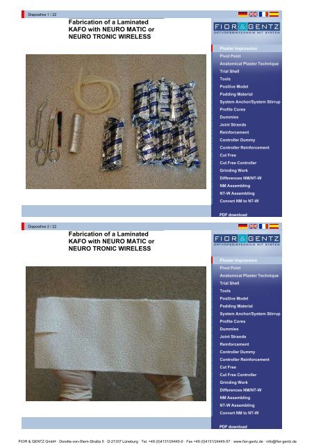 Fabrication of a Laminated KAFO with NEURO MATIC ... - Fior & Gentz