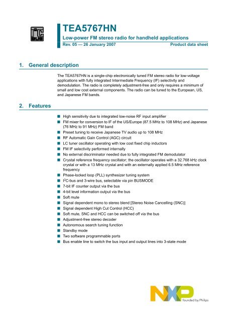 TEA5767 Datasheet - SparkFun Electronics