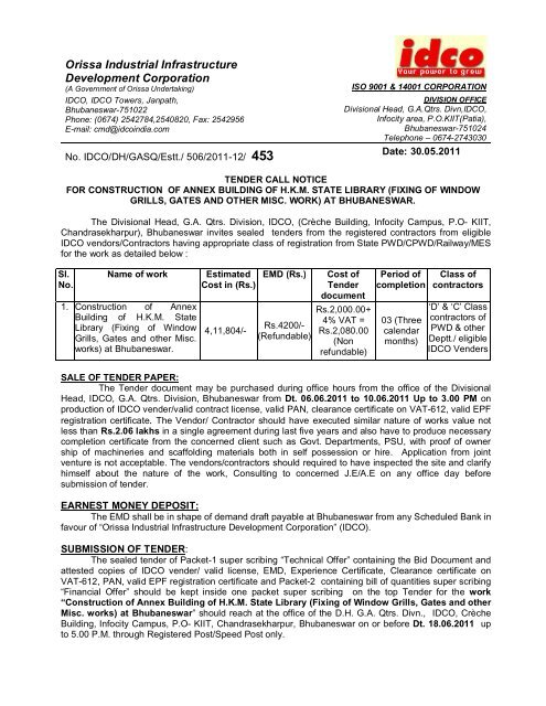 Orissa Industrial Infrastructure Development Corporation - IDCO