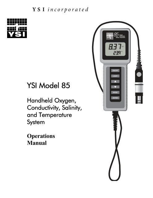 YSI Model 85 Operations Manual - YSI.com