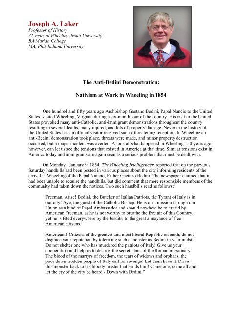 Joseph A. Laker - Wheeling Jesuit University