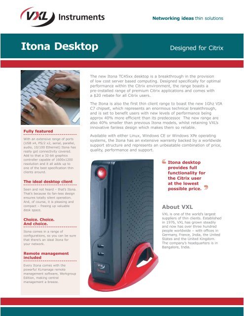 Itona Desktop TC45XX US - VXL Instruments