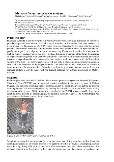 Methane formation in sewer systems - Svenskt Vatten