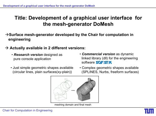 Development of a graphical user interface for the mesh-generator ...