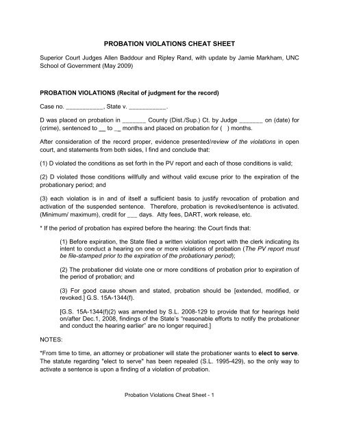 Conditions Of Probation