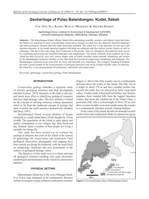 Geoheritage of Pulau Balambangan, Kudat, Sabah - Department Of ...
