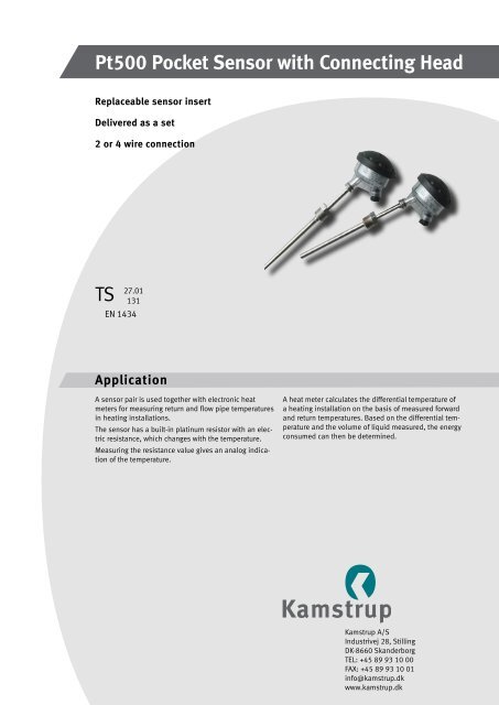 Pt500 Pocket Sensor with Connecting Head