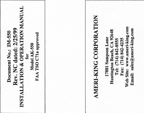 MANUAL, MODEL AK-550 - Ameri-King.com