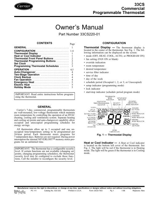 Owner's Manual - Carrier