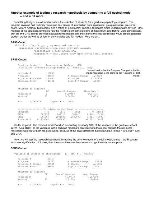 Another example of testing a research hypothesis by comparing a ...