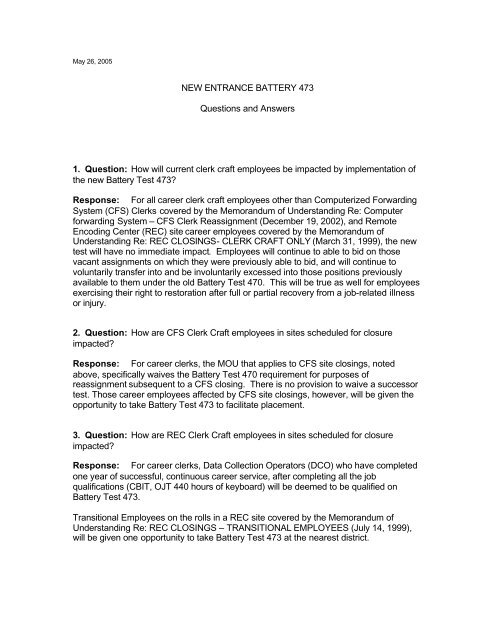 473 Battery Exam Questions