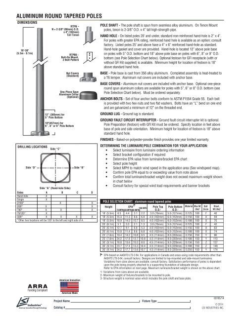 ALUMINUM ROUND TAPERED POLES - LSI Industries Inc.