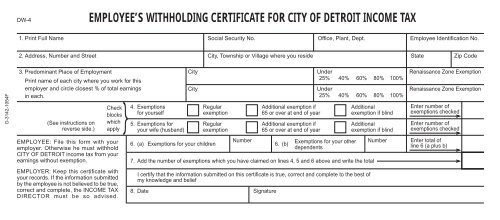EMPLOYEE'S WITHHOLDING CERTIFICATE FOR ... - City of Detroit