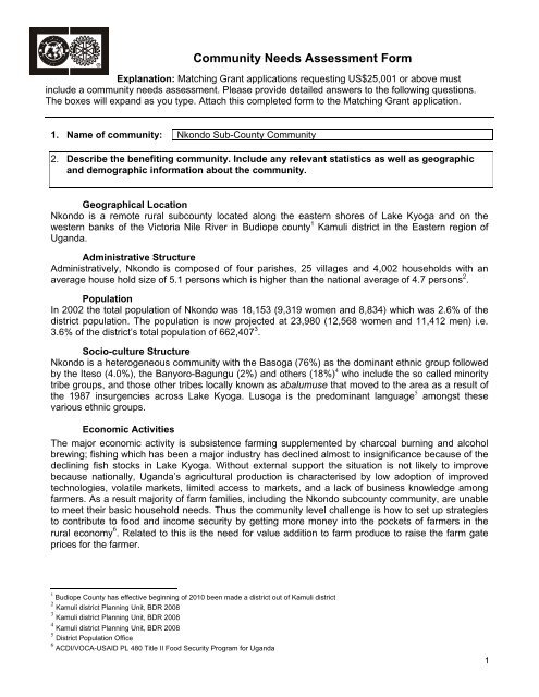 Community Needs Assessment Form Matching Grants community-needs-assessment-form-matching-grants