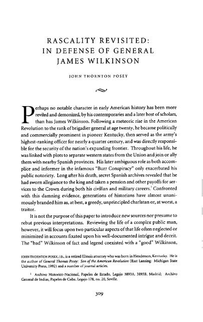 rascality revisited: in defense of general james wilkinson