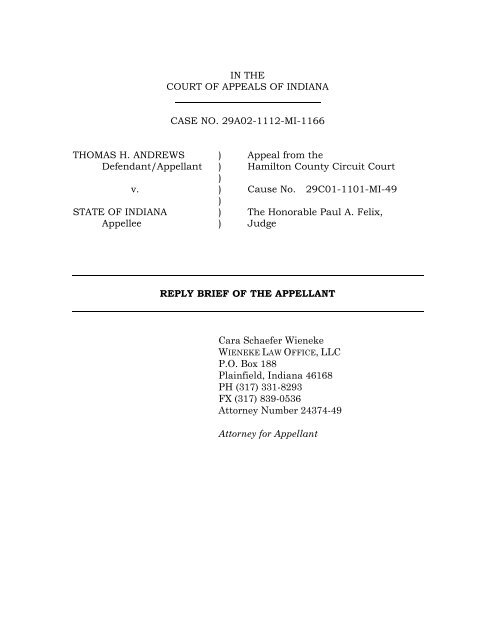 Reply Brief of the Appellant - The Indiana Law Blog
