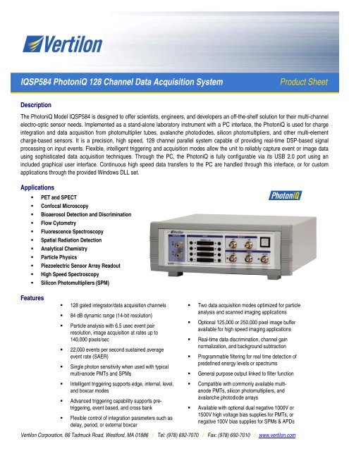 IQSP584 PhotoniQ 128 Channel Data Acquisition System - Vertilon