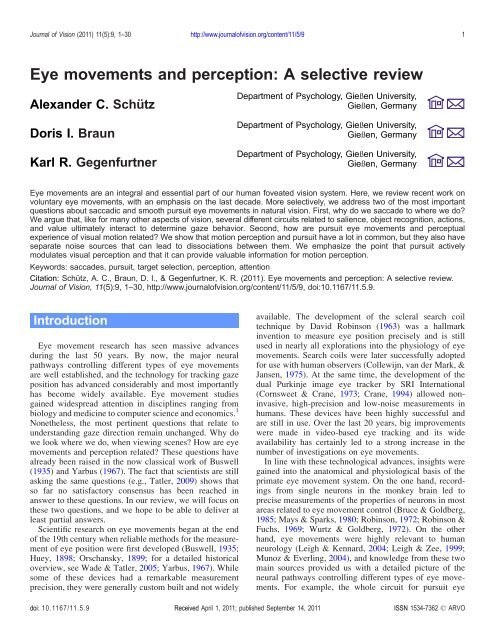 Eye movements and perception: A selective review - Journal of Vision