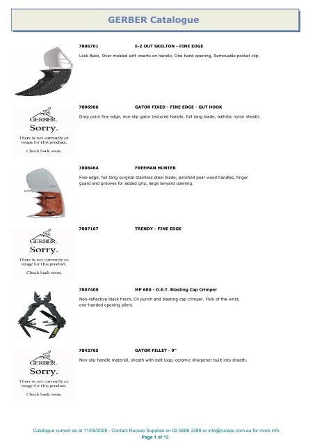 GERBER Catalogue