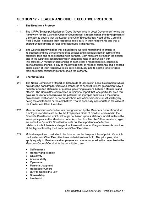 Section 17 - Leader and Chief Executive Protocol PDF 29 KB
