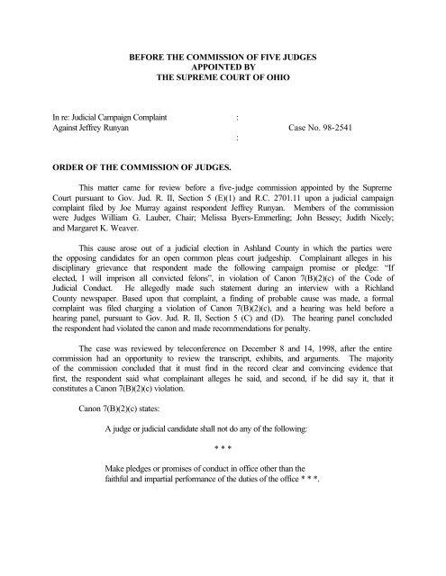 Judicial Campaign Complaint - Supreme Court Judicial Campaign Complaint - Supreme Court