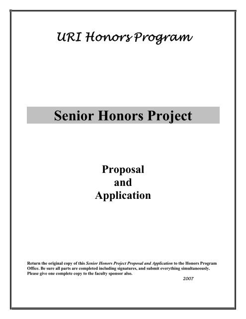 Senior Honors Project Proposal and Application Form(.pdf)