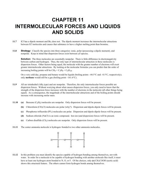 chapter 11 intermolecular forces and liquids and solids