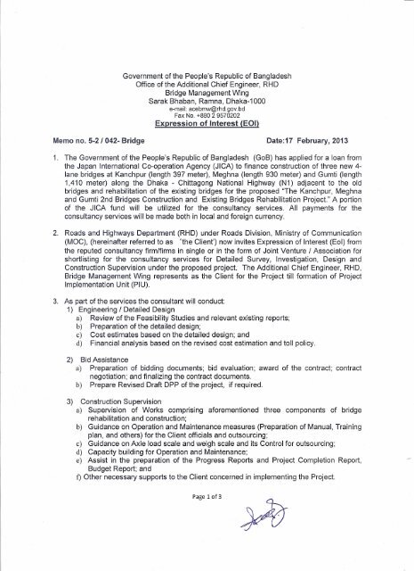 Expression of Interest (EOI) for construction of three new 4-lane ...