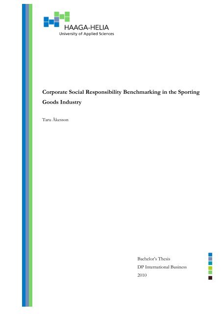 Corporate Social Responsibility Benchmarking in the ... - Theseus