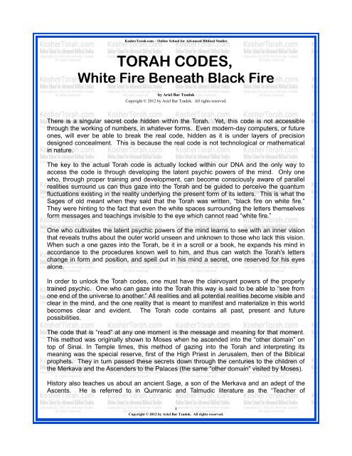 TORAH CODES, - Kosher Torah