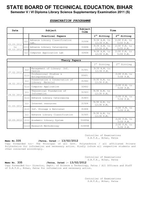 Exam 2011. - SBTE Home Page