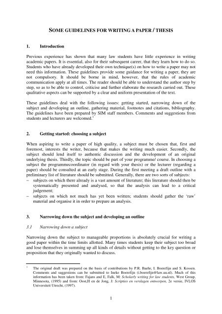 Guidelines for writing a thesis - Universiteit Utrecht