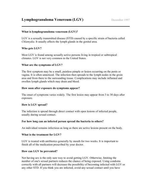 Lymphogranuloma Venereum (LGV)
