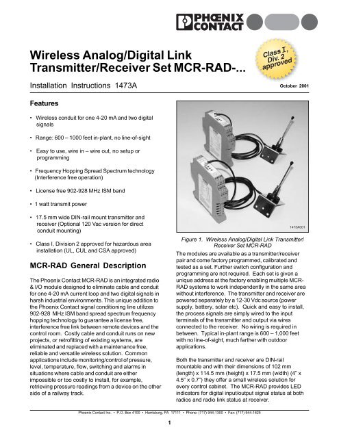 Wireless Analog/Digital Link Transmitter/Receiver Set ... - OkSolar.com