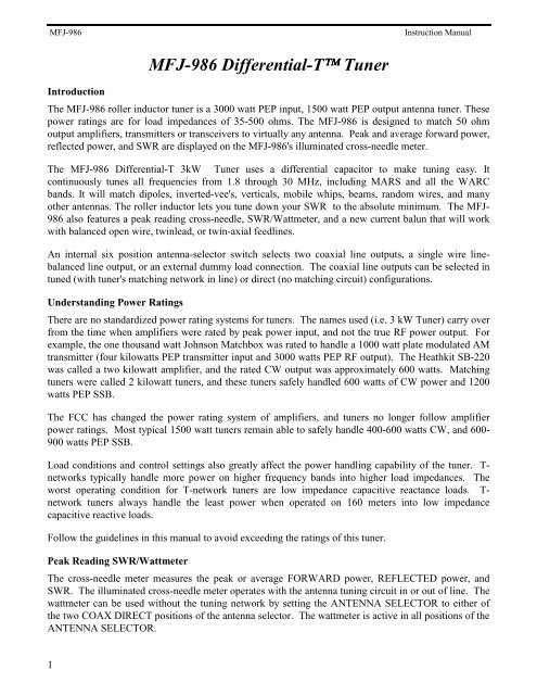 MFJ-986 Differential-T - Thiecom