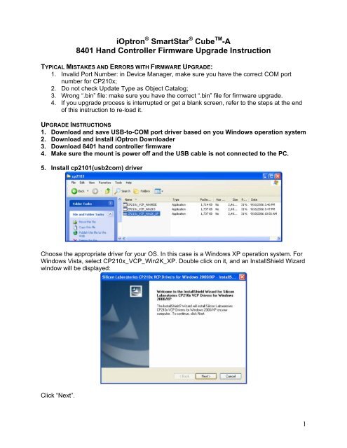 A 8401 Hand Controller Firmware Upgrade Instruction - iOptron