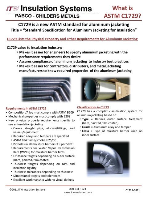 What is ASTM C1729? - ITW Insulation Systems