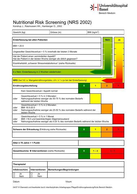 Nutritional Risk Screening Tool