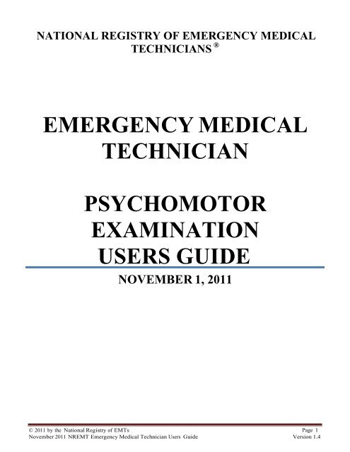 emergency medical technician psychomotor examination users guide