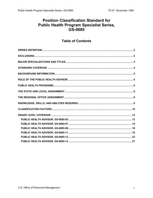 Position Classification Standard for Public Health Program ...