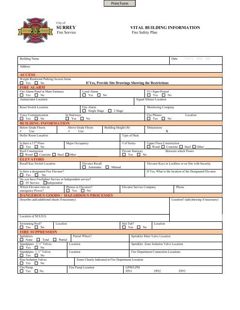 Vital Building Information Sheet - City of Surrey