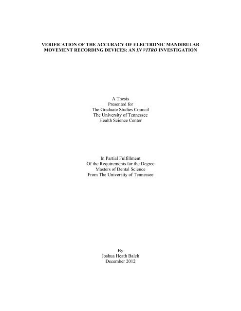 Masters Thesis - ETD Index Page - The University of Tennessee ...