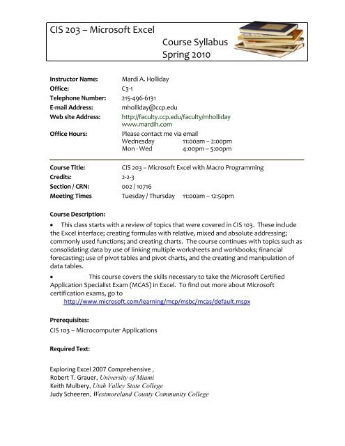 Tentative Topical Schedule - Community College of Philadelphia